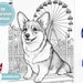 Printable Cute Corgi Coloring Page - Adult Coloring Page, Kids Coloring ...