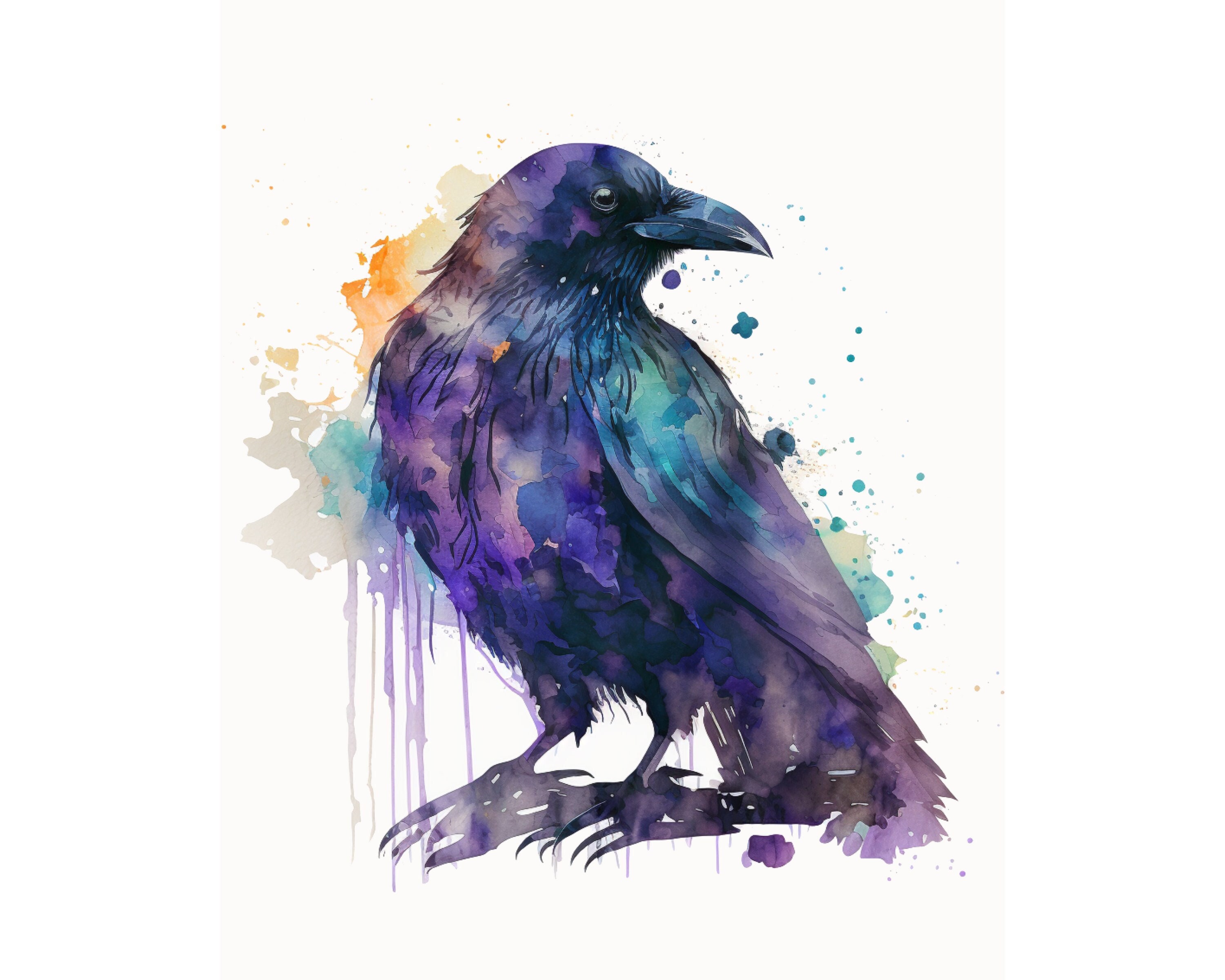 Watercolor Raven Printable Art, Digital Download Art, Raven Wall Art ...
