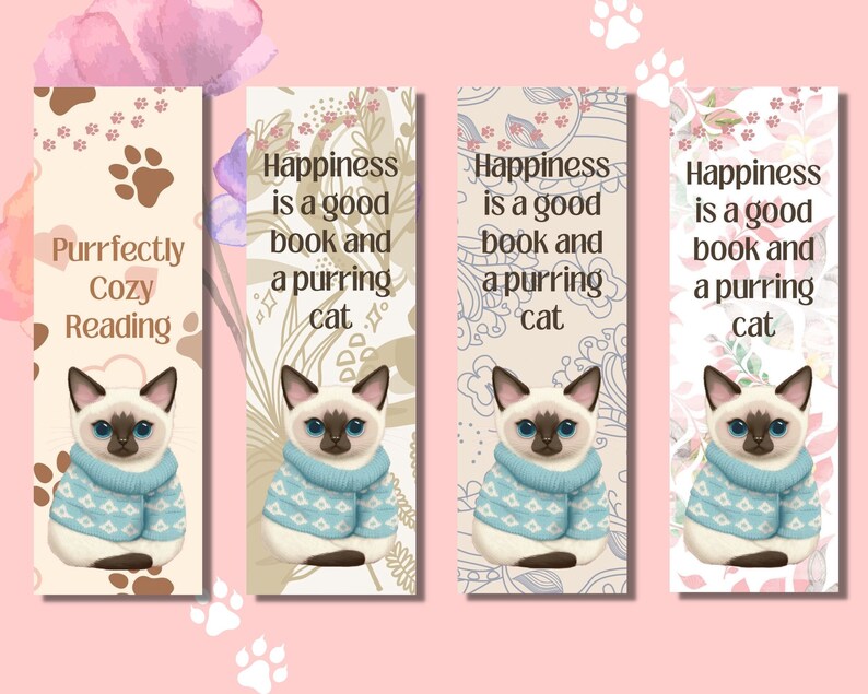 Cat Bookmark Printable, Printable Cat Bookmark Digital Download ...
