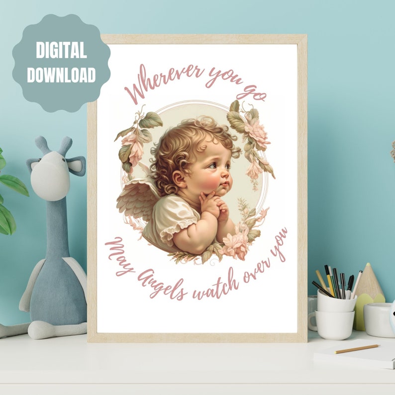 Guardian Angel Wall Art Printable, Baby Nursery Decor, Guardian Angel ...