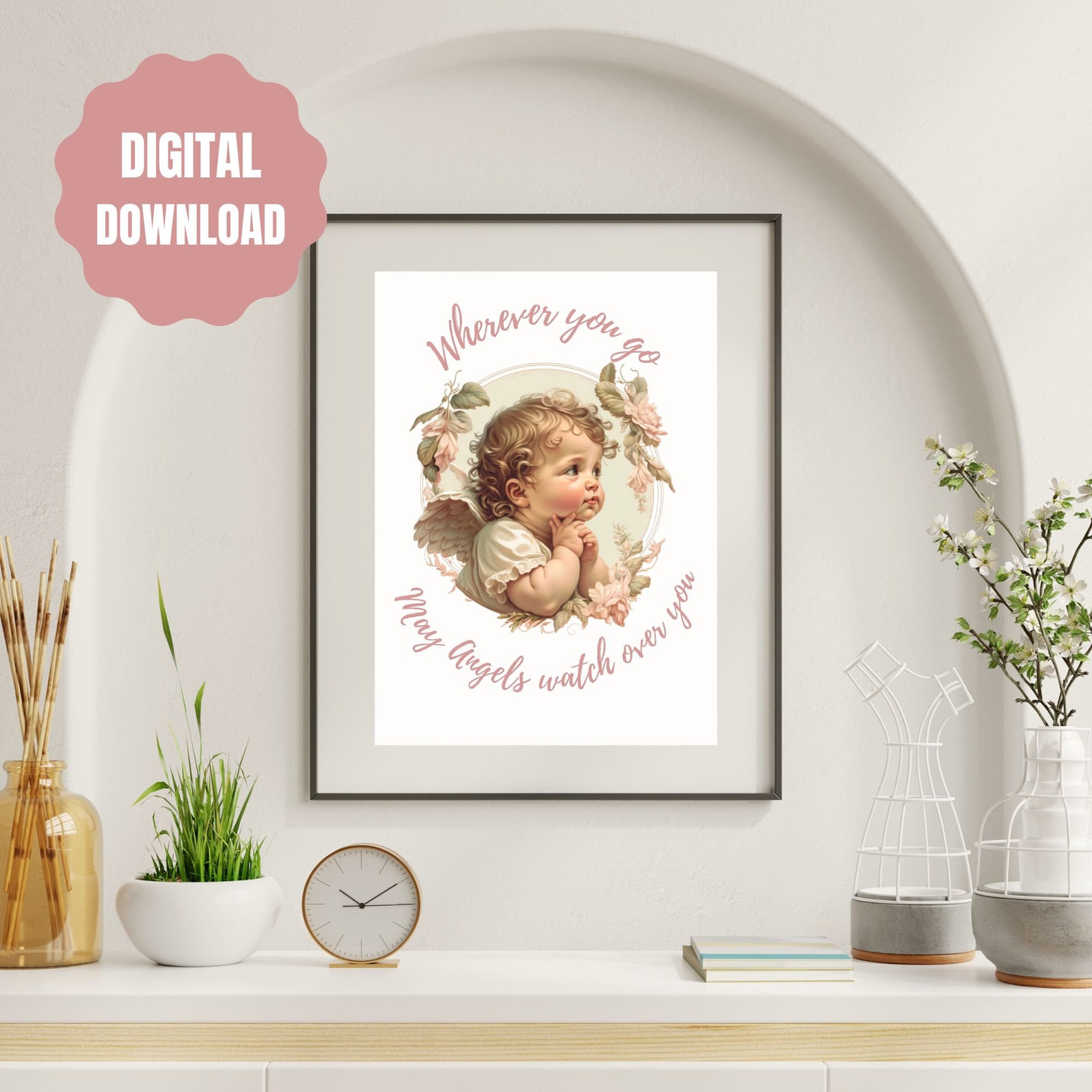 Guardian Angel Wall Art Printable, Baby Nursery Decor, Guardian Angel ...