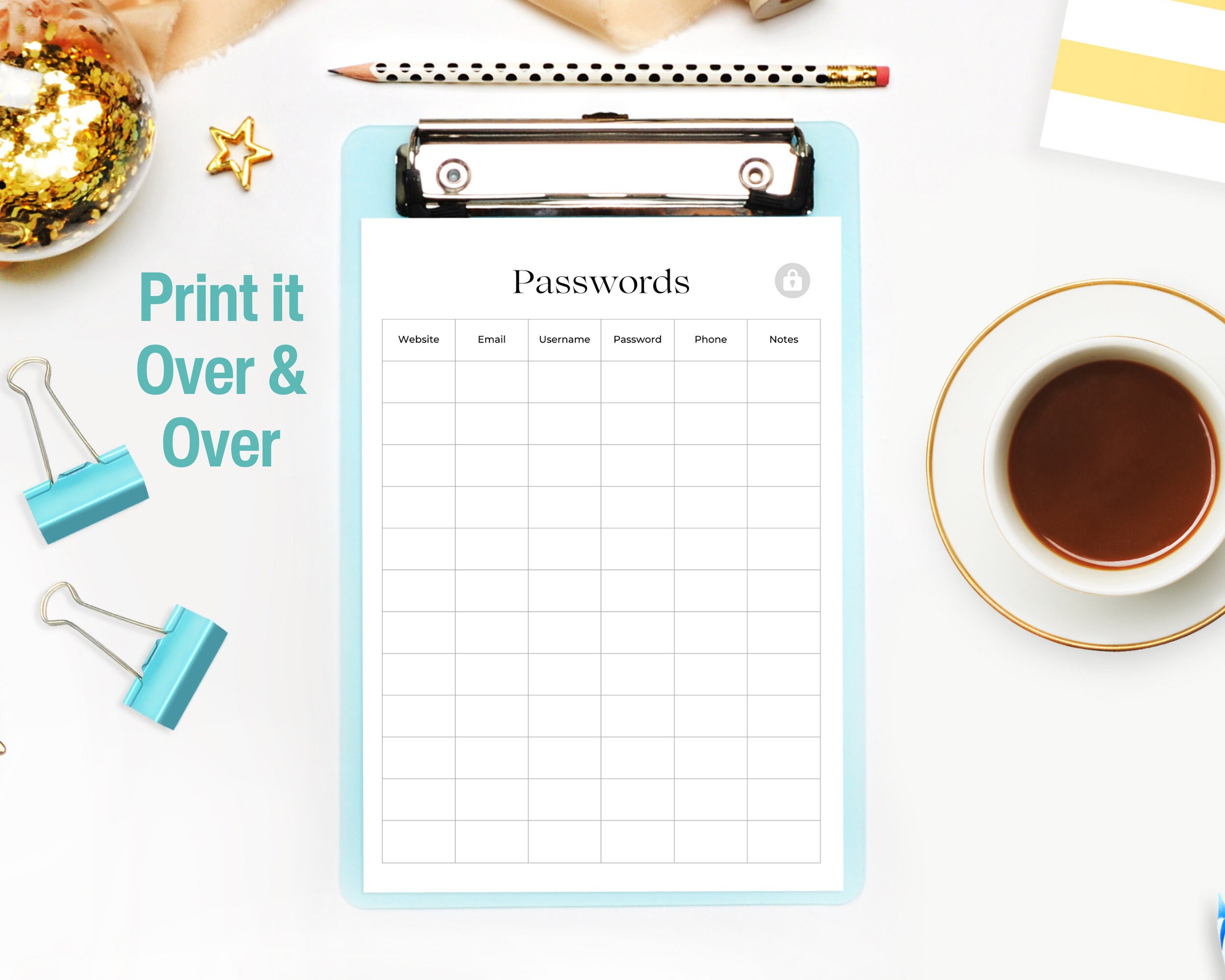 Password Tracker Printable & Goodnotes, Password Keeper, Password ...