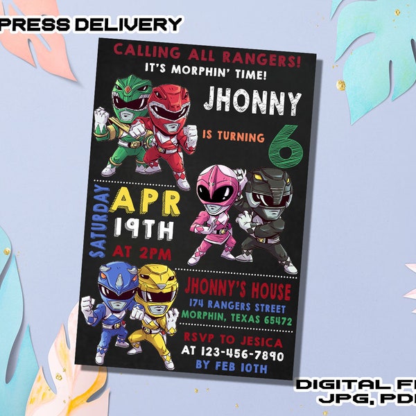 Power Rangers Invite - Etsy