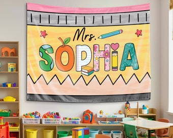 Personalized Teacher Classroom Tapestry, Teacher Gift, Classroom Decor ...