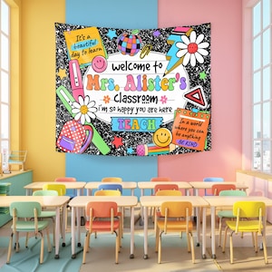 Classroom Decor, Custom Composition Notebook Welcome Teachers Name ...