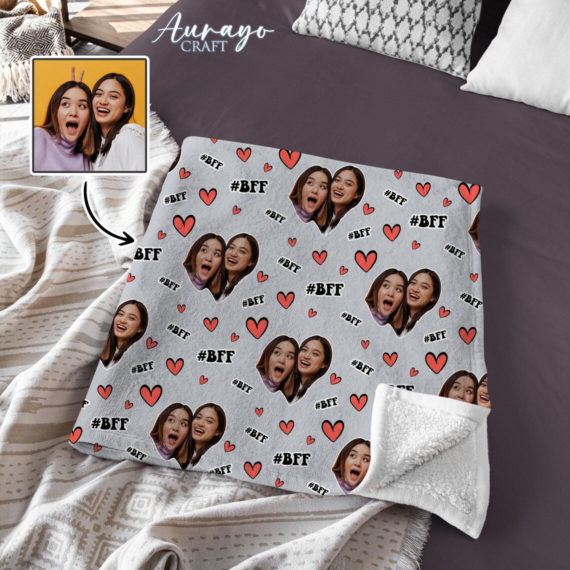 Besties Custom Gifts, Custom Photo Besties Blanket, Personalized Best ...