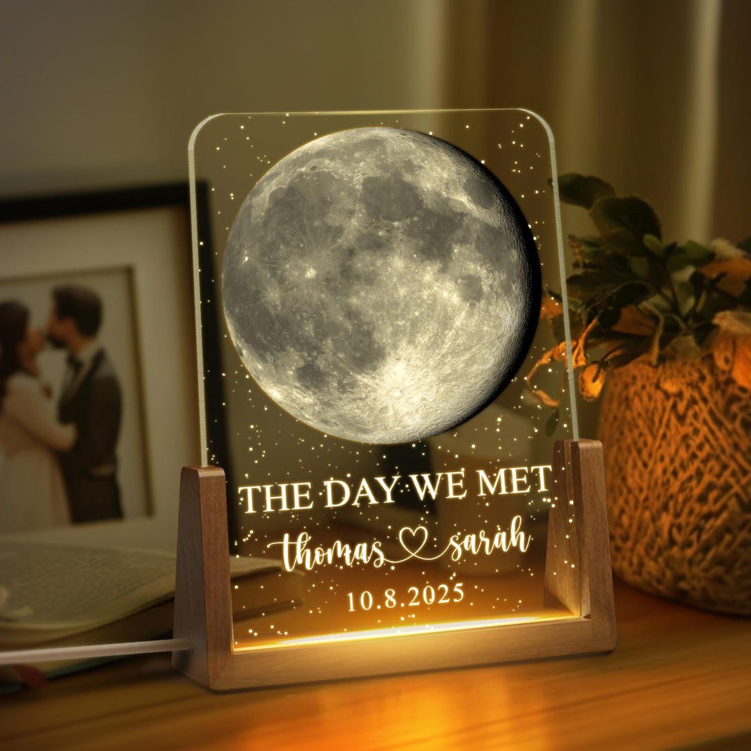 The Day We Met Personalized Moon Phase by Date Gift, Valentines Day ...