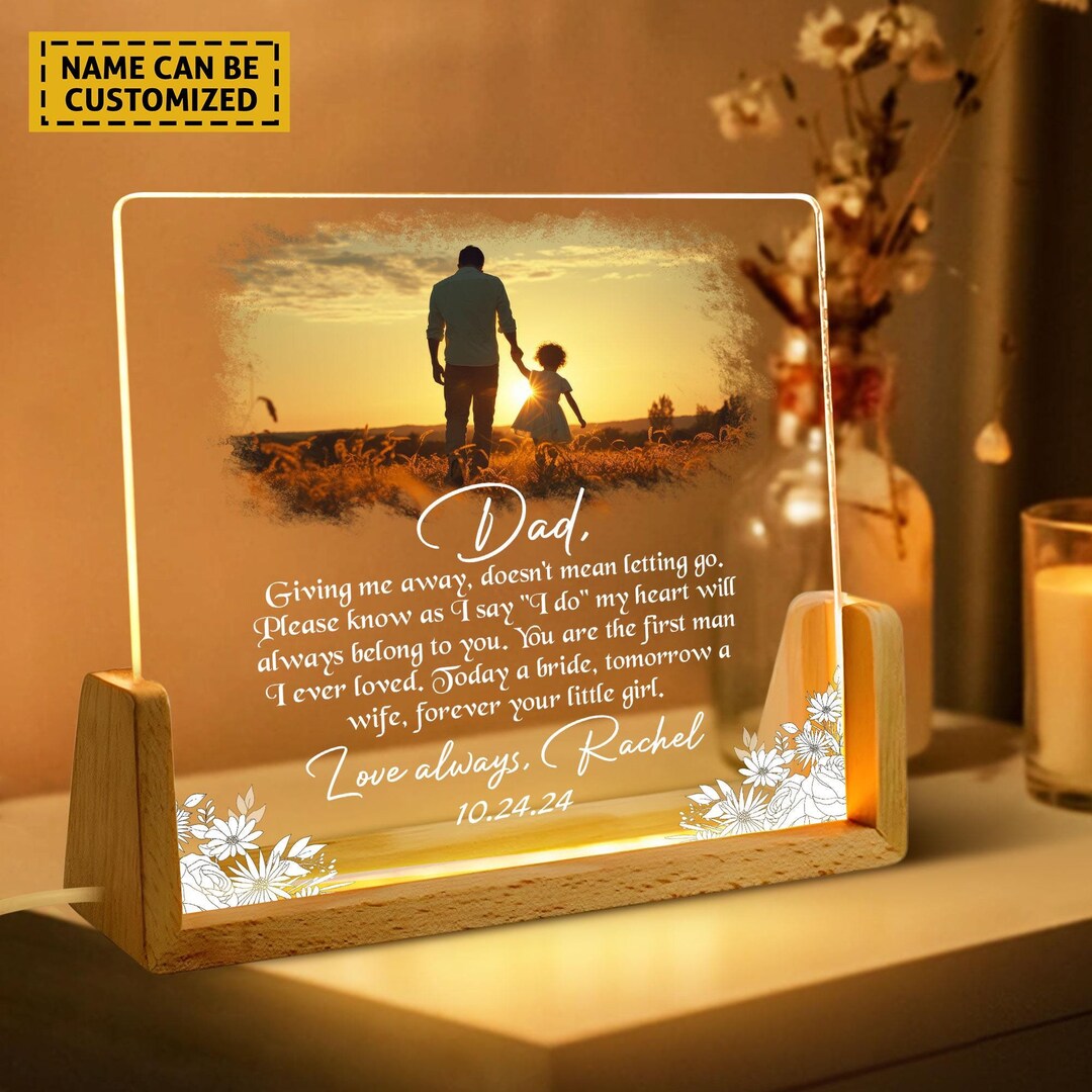 Personalized Father of Bride Led Night Light Plaque Gift From Daughter ...