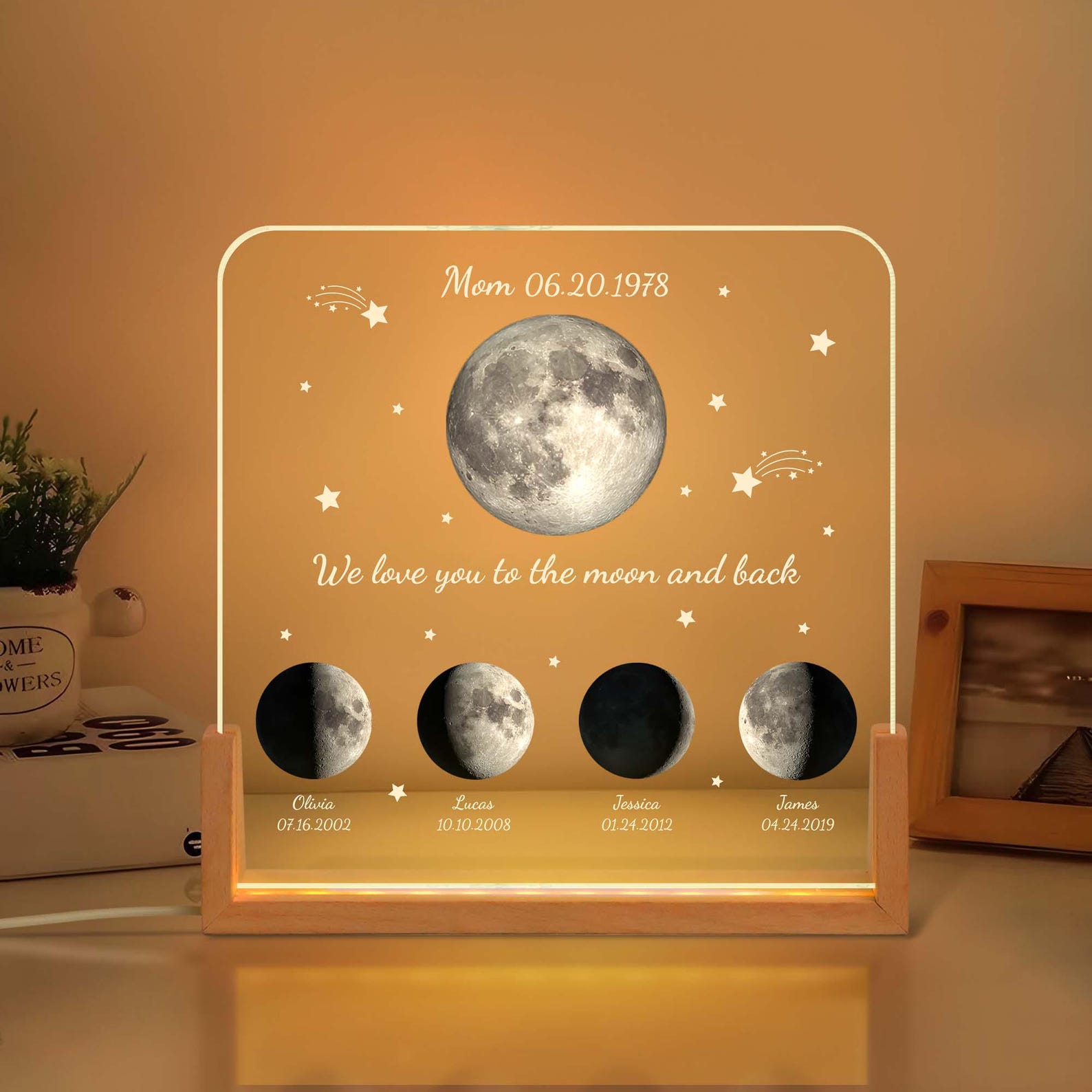 Custom Moon Phase by Date Gift, Lunar by Date Gift, Custom Moons Phase ...