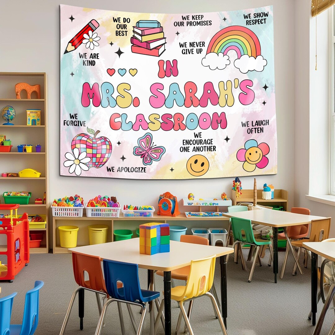 Personalized Back to School Banner, Classroom Tapestry, in This ...