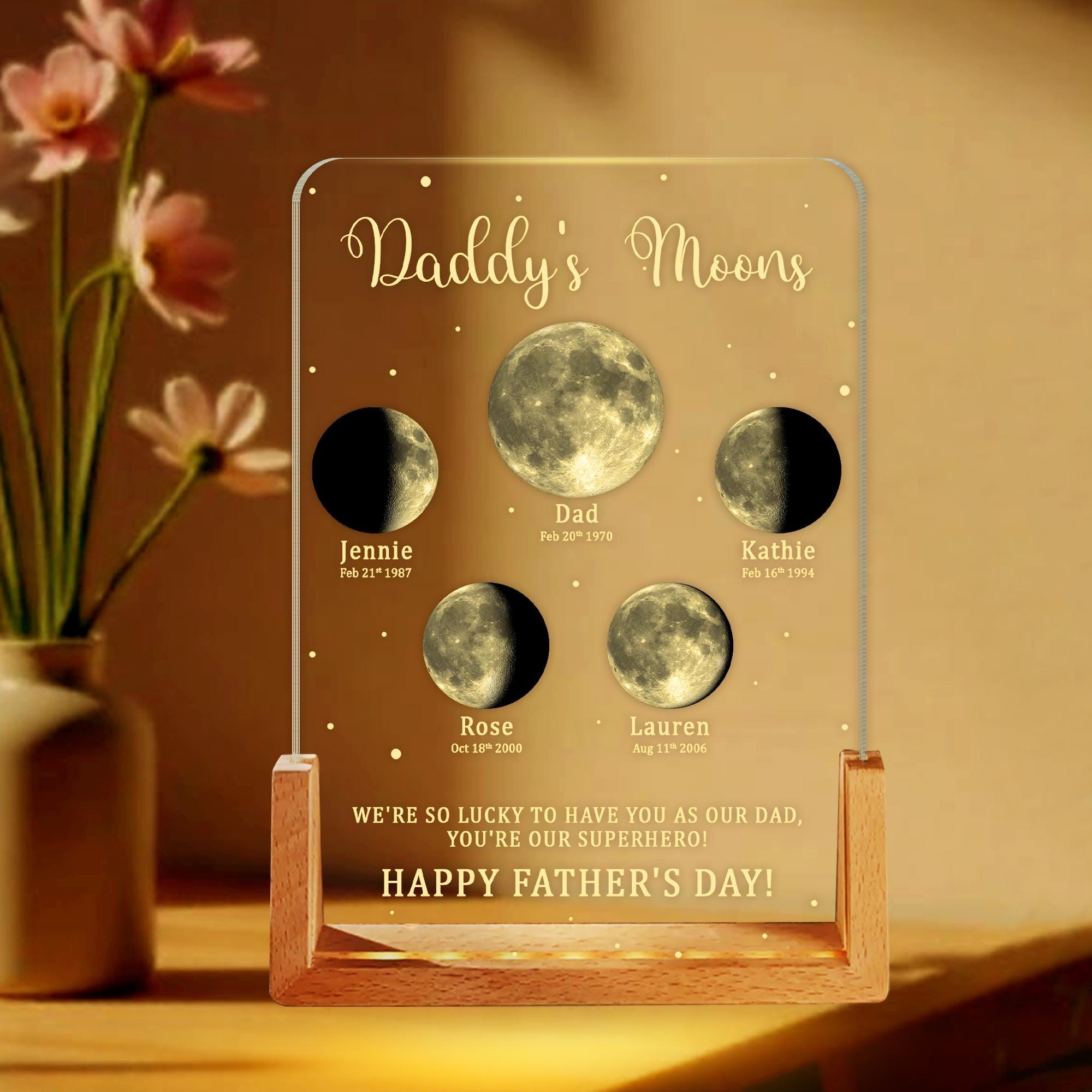 Personalized Moon Phase by Date Gift, Personalised Mom Moon Phase Lamp ...