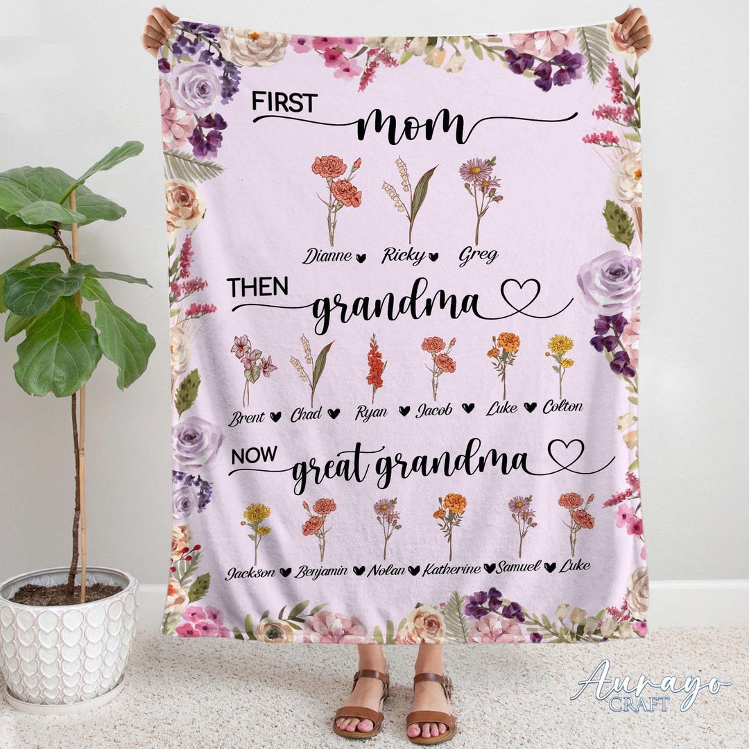 Personalized First Mom, Then Grandma, Now Great Grandma Birth Month ...