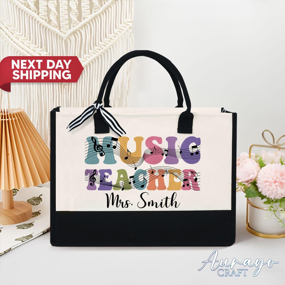 Personalized Piano Tote Bag, Music Teacher Tote Bag, Music Gift Bag ...