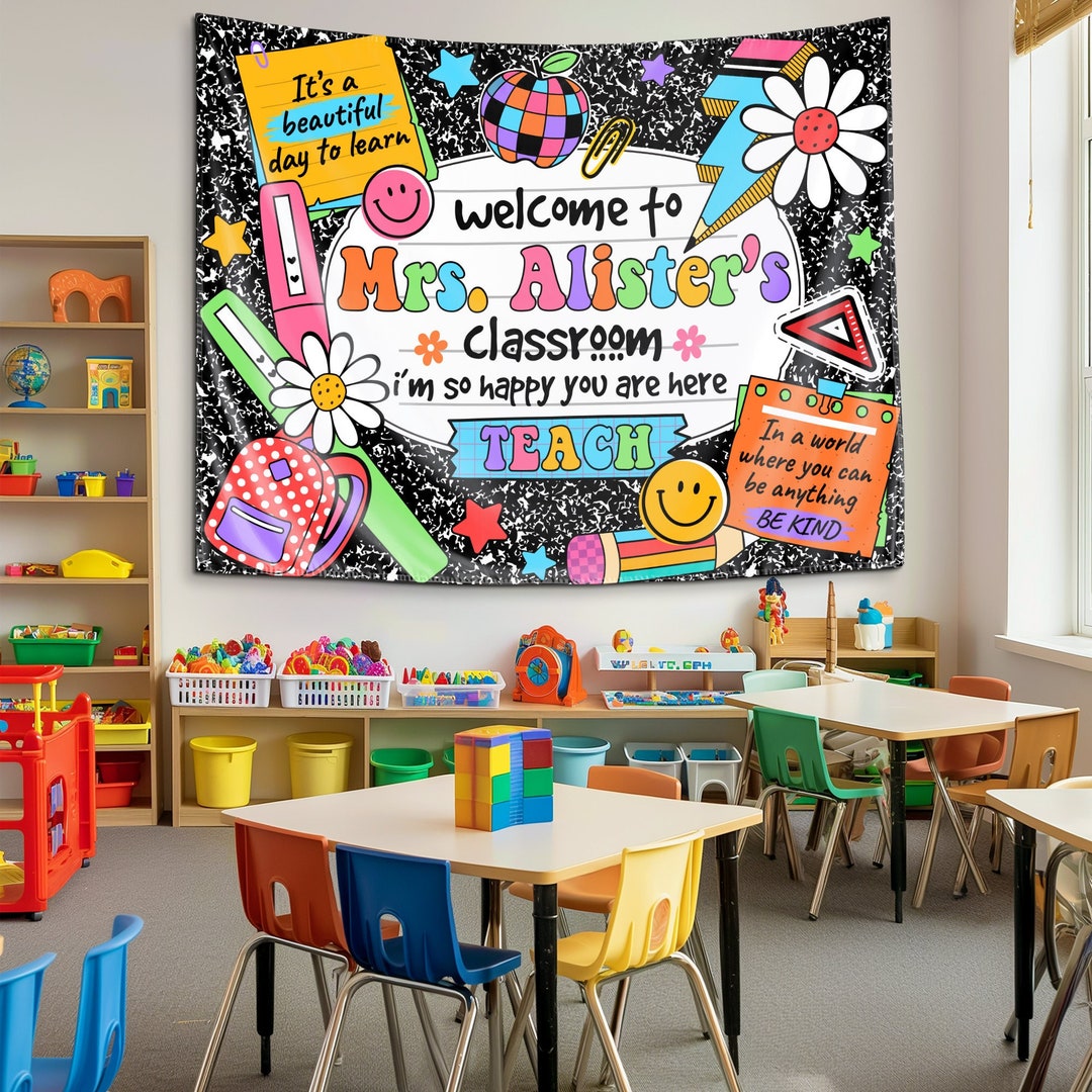 Classroom Decor, Custom Composition Notebook Welcome Teachers Name ...