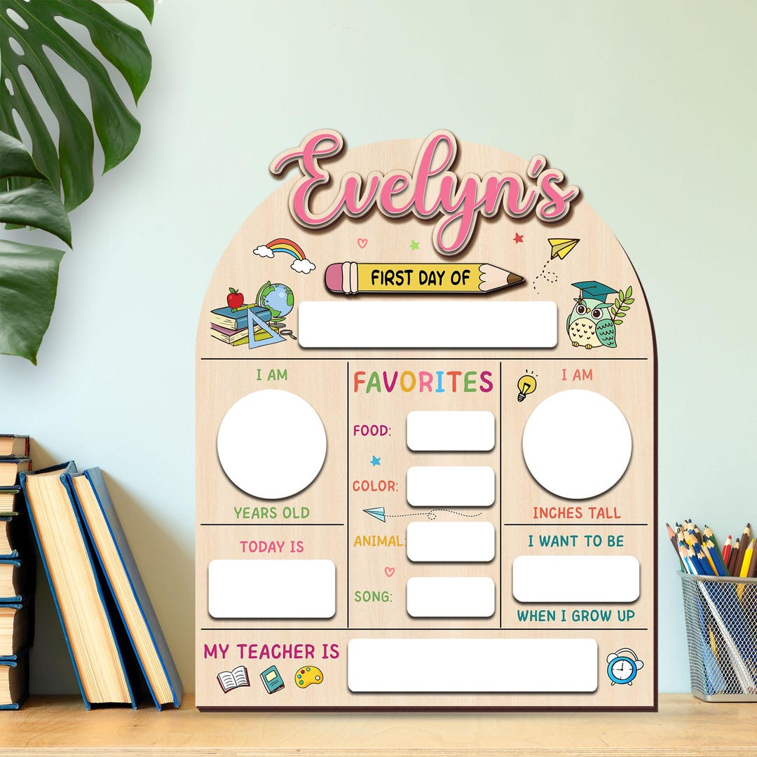 Personalized First Day of School Sign Reusable First Day of Preschool ...