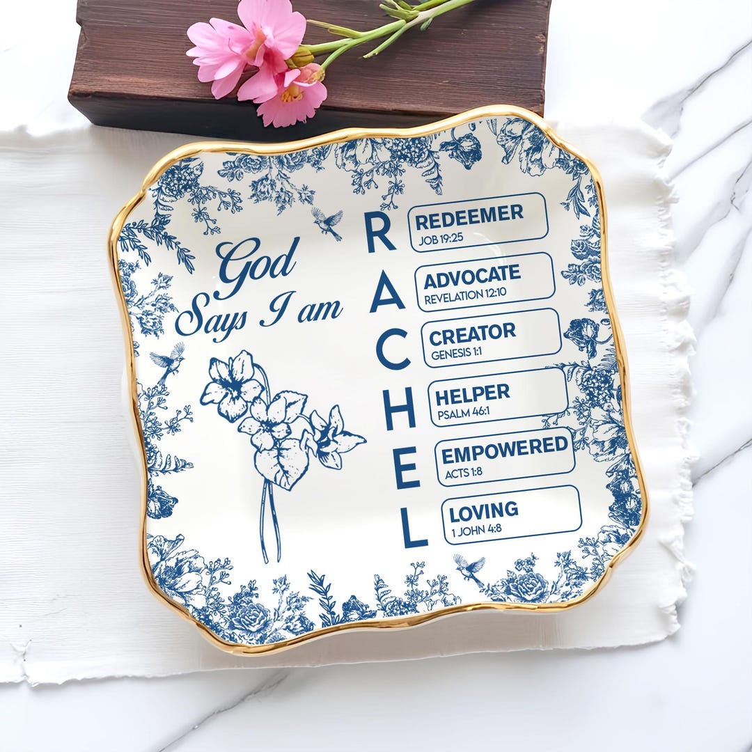 Personalized Bible Verse Jewelry Dish, Letter in Bible Toile De Jouy ...