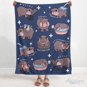 I Love Moo Deng Blanket, Funny Hippo Baby Moo Deng Blanket, Gift for ...