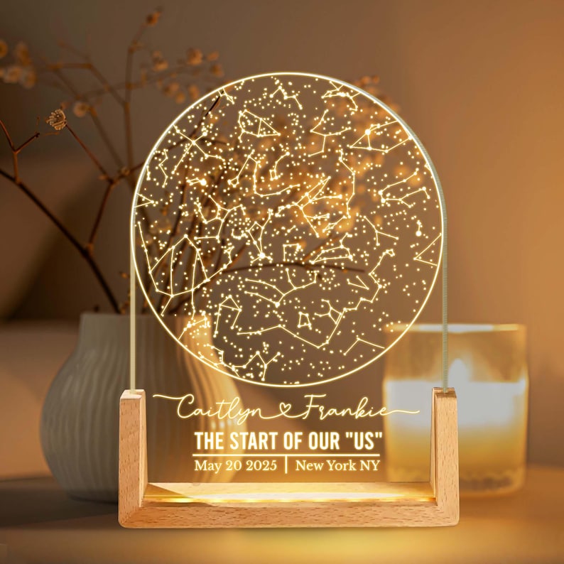 Custom Star Map Night Sky Night Light, Custom Night Sky Gift ...