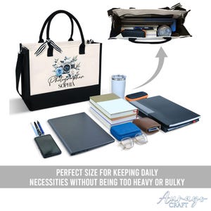 Photographer Tote Bag, Photographer Gift, Camera and Flowers Tote Bag ...