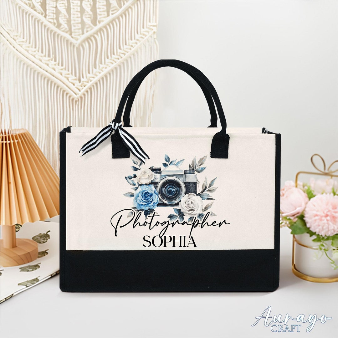 Photographer Tote Bag, Photographer Gift, Camera and Flowers Tote Bag ...