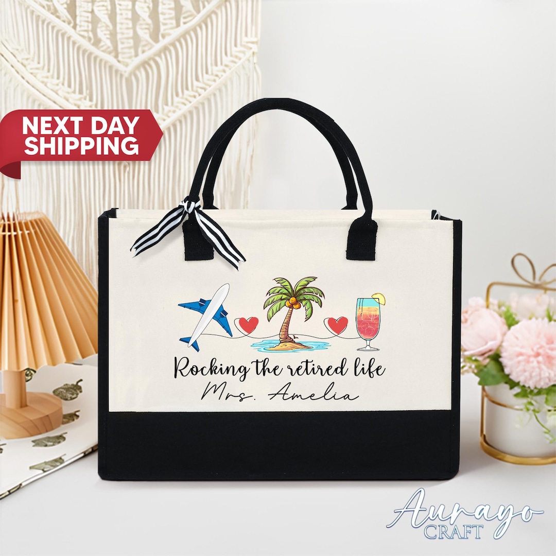 Rocking the Retired Life Tote Bag, Retirement Gift, Cool Retirement ...