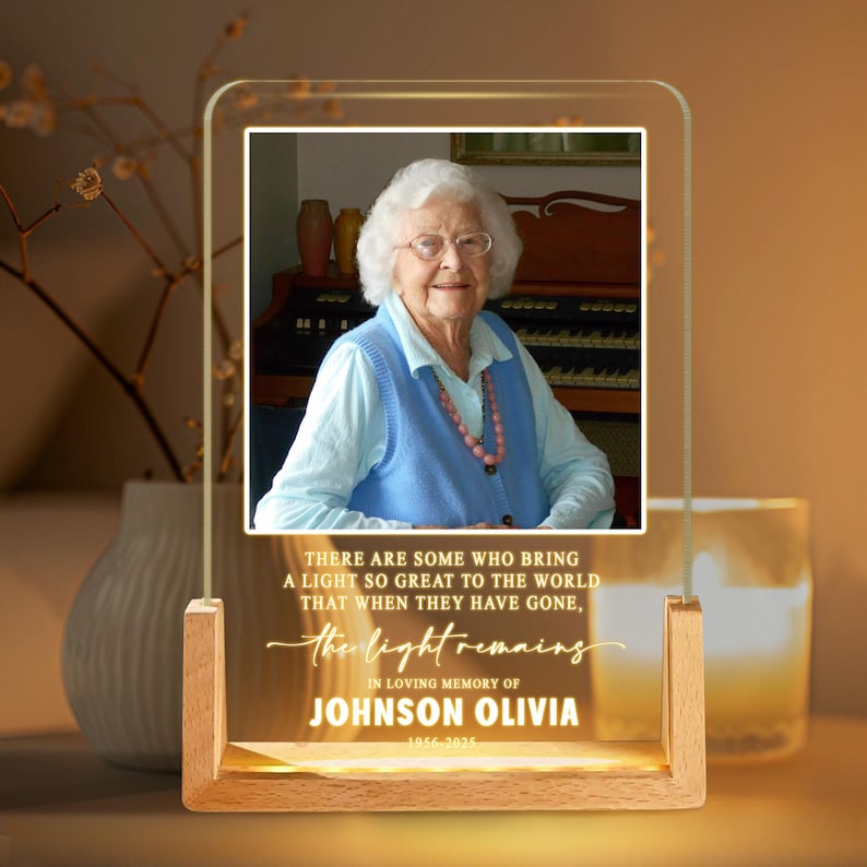 Custom Photo Memorial Gift, Memorial Night Light Remembrance Gift, Loss ...