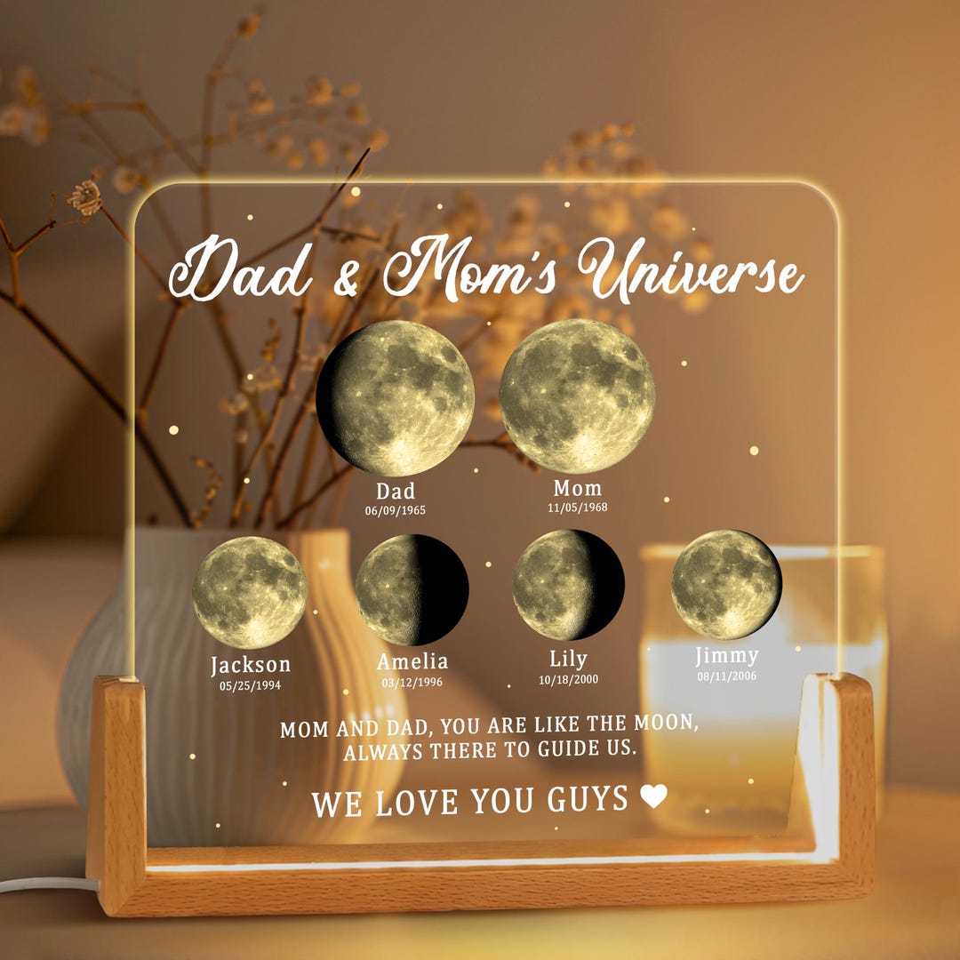 Personalized Moons Phase With Kids Names, Custom Moons Phase Night ...