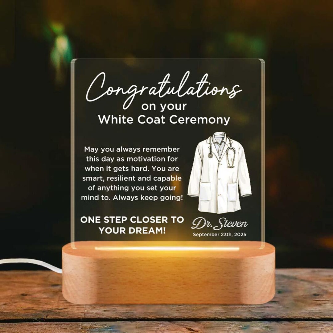 Custom White Coat Ceremony Acrylic LED Night Light,gift for Future ...