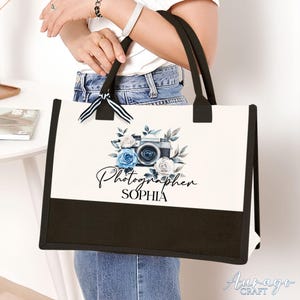 Photographer Tote Bag, Photographer Gift, Camera and Flowers Tote Bag ...