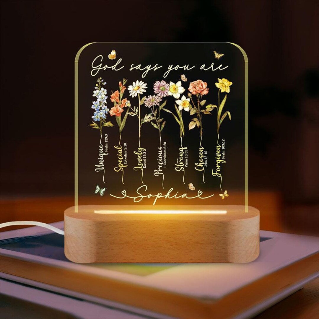 Personalized Bible Verse 3D Led Light, Faith Christian Birthday Gift ...