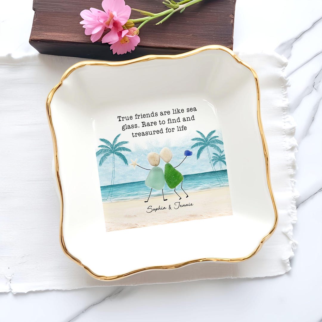 Friendship Trinket Dish, Personalized Friendship Sea Glass Ring Dish ...