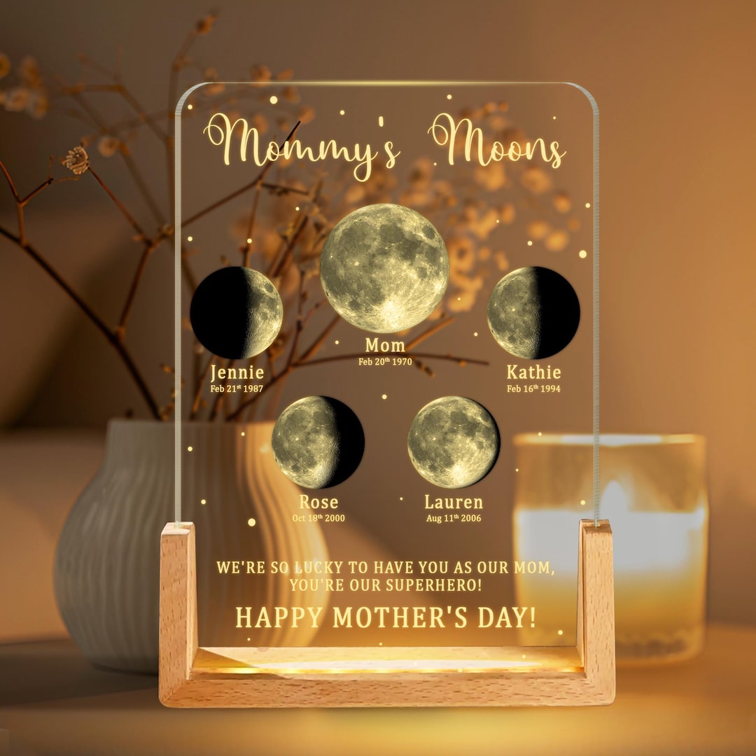 Personalized Moon Phase by Date Gift, Personalised Mom Moon Phase Lamp ...