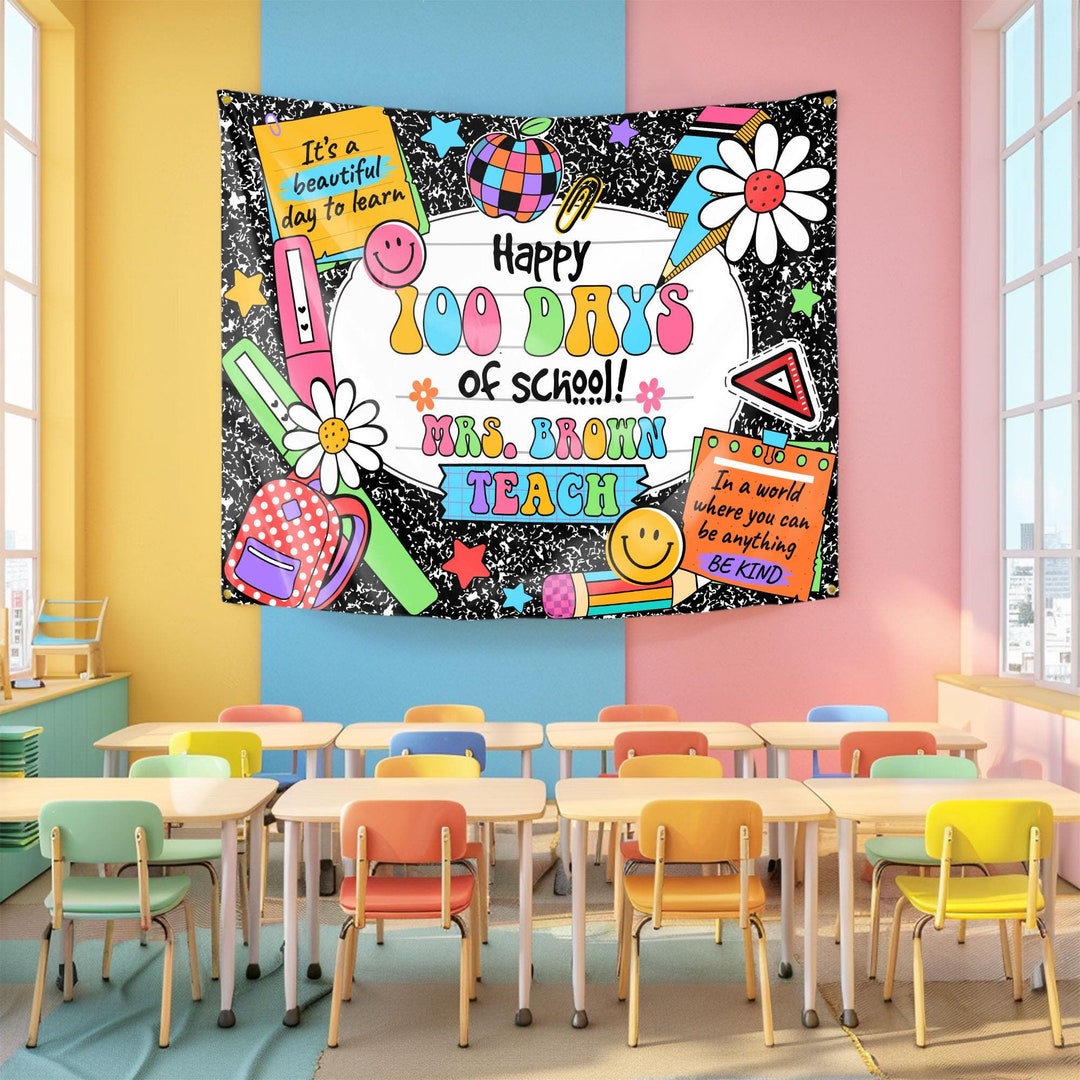 Happy 100 Day of School Bulletin Board Decor, Composition Notebook ...