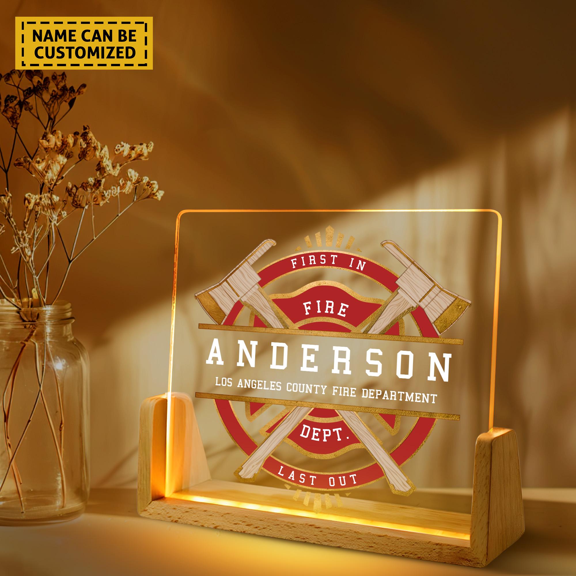 Personalized Firefighter LED Night Light, Gift for Firefighter ...