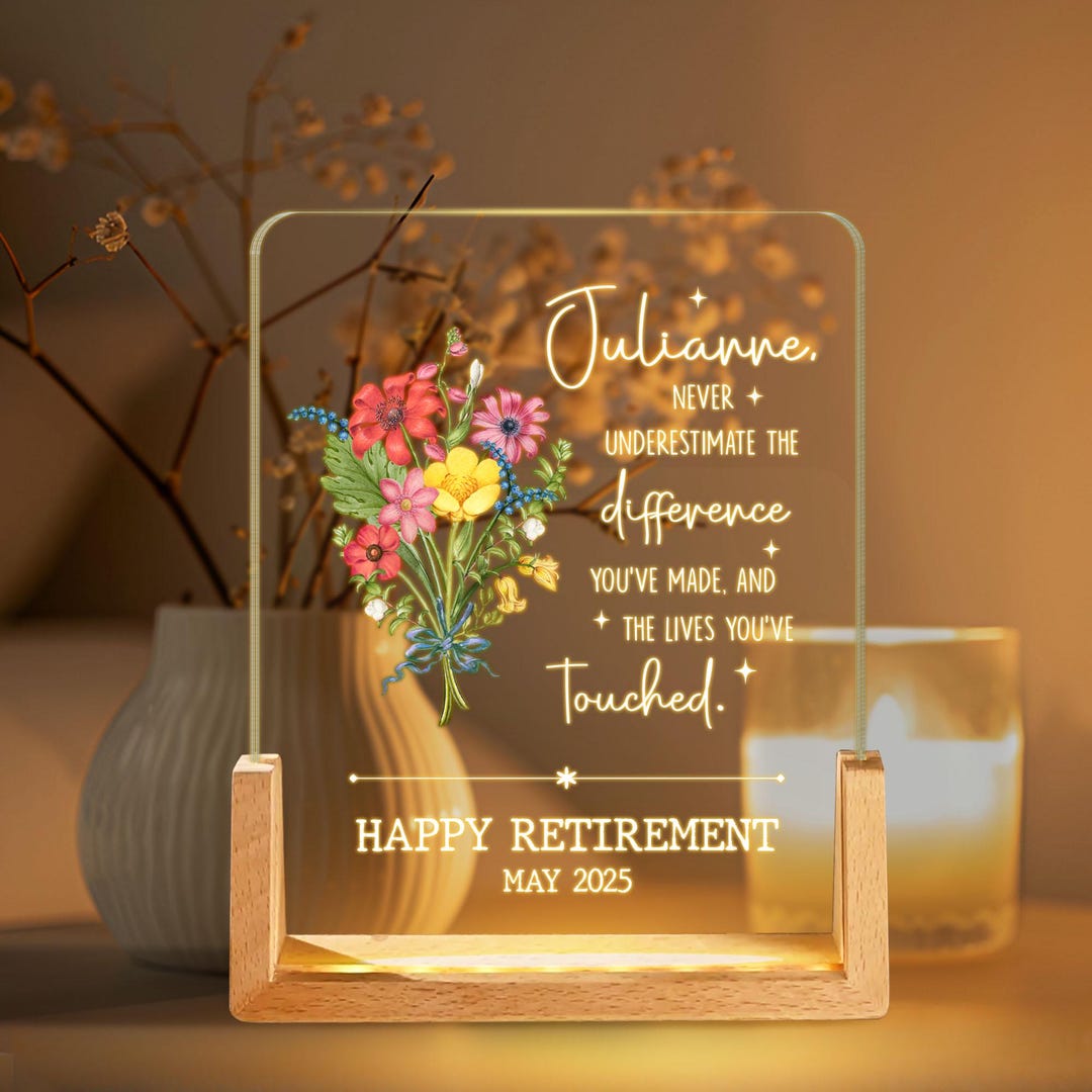 Personalized Retirement Night Light, Custom Retirement Gifts for Women ...