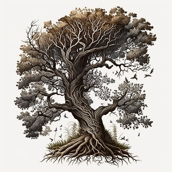 Hand Drawn Oak Tree - Etsy