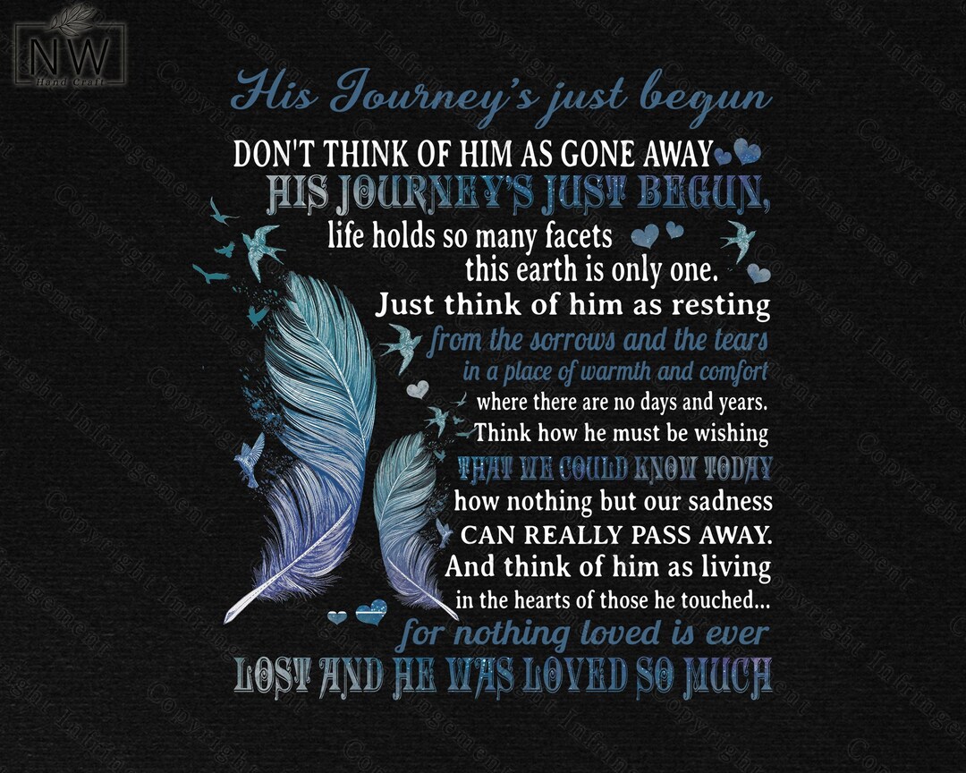 Memorial Feather Png for Sublimation Design His Journey's - Etsy