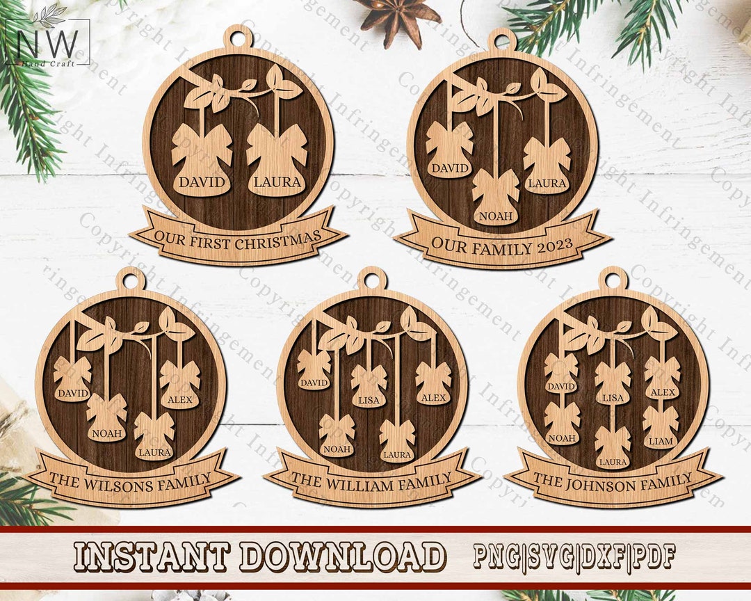 Custom Family Christmas Ornaments Bell SVG Bundle - Etsy