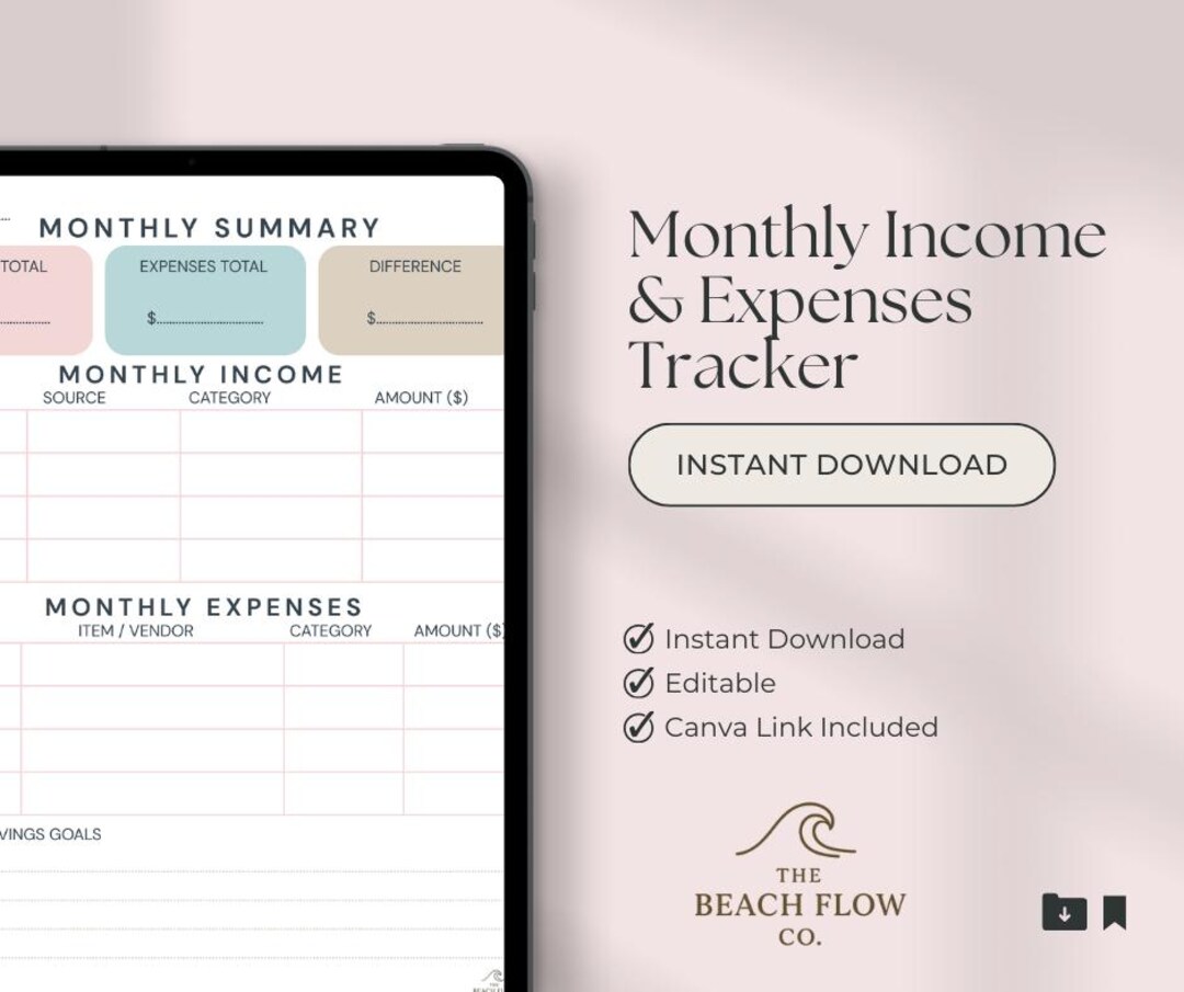 Budget Planner Printable: Income & Expense Tracker (PDF Download) - Etsy