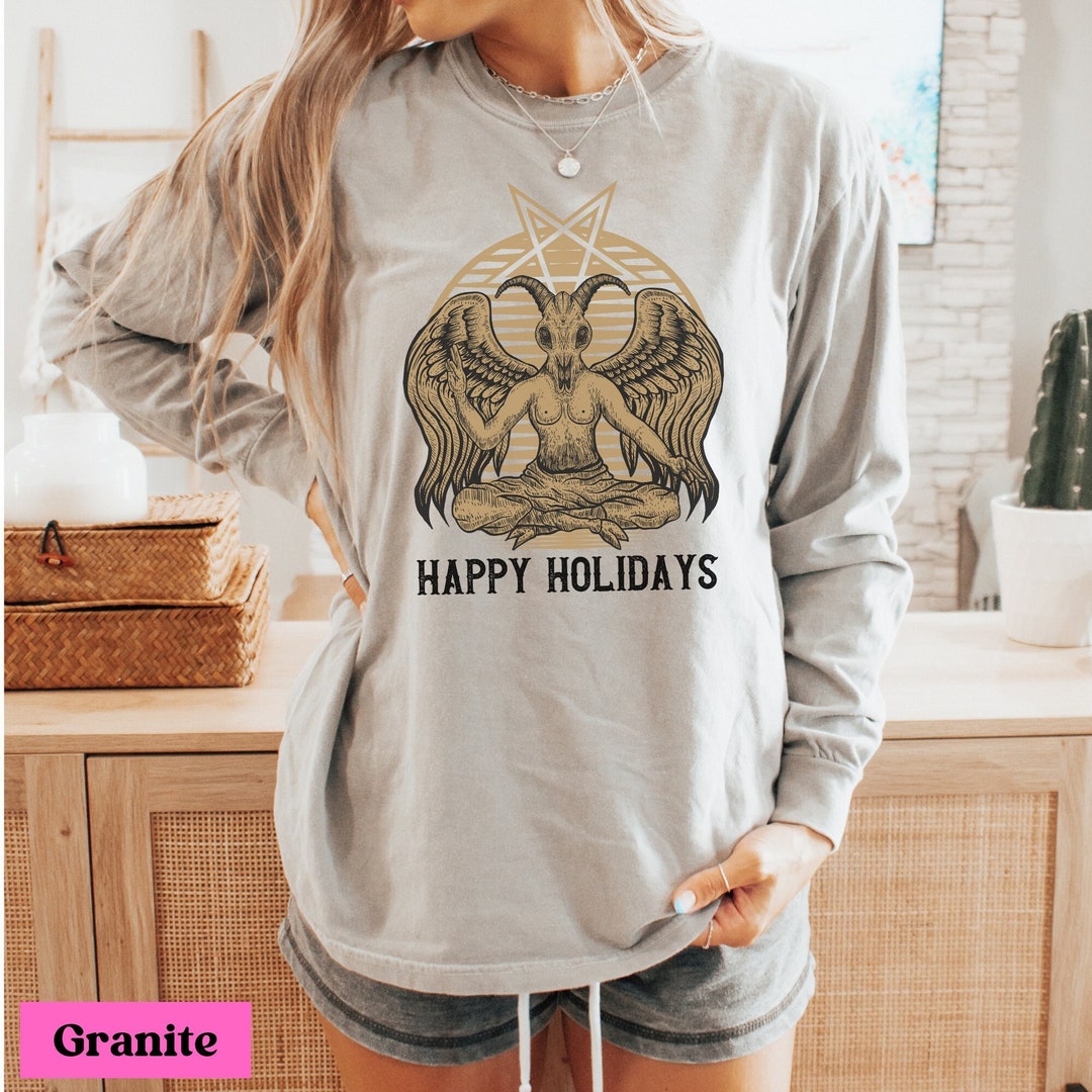 Baphomet Christmas Comfort Colors Long Sleeve T-shirt Occult - Etsy