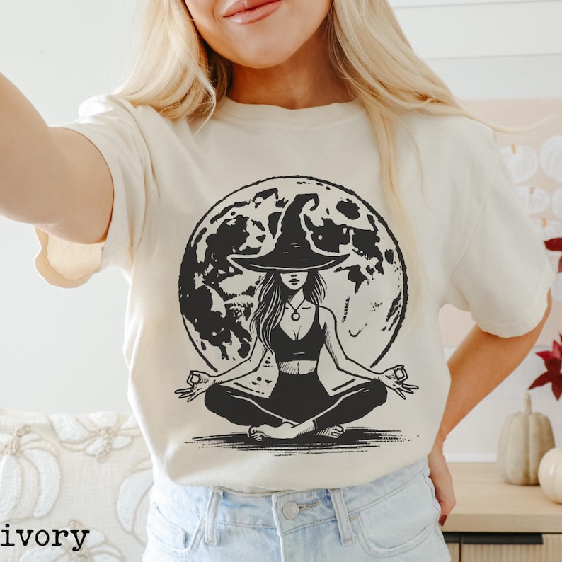 Mystical Witchy Yoga Comfort Colors T-shirt, Festive Halloween, Namaste ...