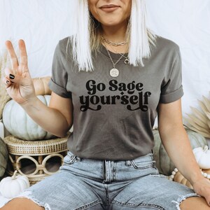 Witchy Vibe Shirt, Go Sage Yourself, Funny Spiritual Shirt, Retro Mystic Shirt, Meditation Yoga ...