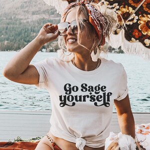 Witchy Vibe Shirt, Go Sage Yourself, Funny Spiritual Shirt, Retro Mystic Shirt, Meditation Yoga ...