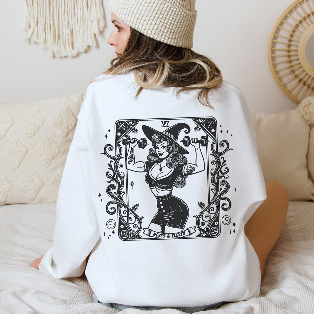 Witchy Gym Sweatshirt, Retro Witch Crewneck, Womens Workout, Ladies ...