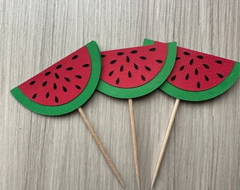 Watermelon Cupcake Toppers Birthday Cupcake Toppers One in a - Etsy