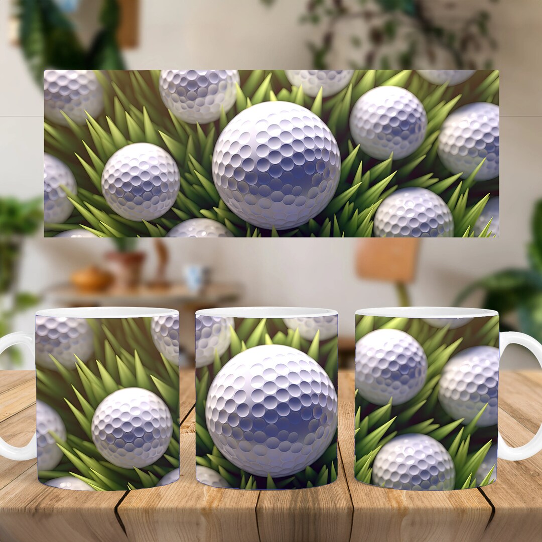 3D Golf Golfer Mug Wrap, 11oz and 15oz Mug Design Digital Download PNG ...