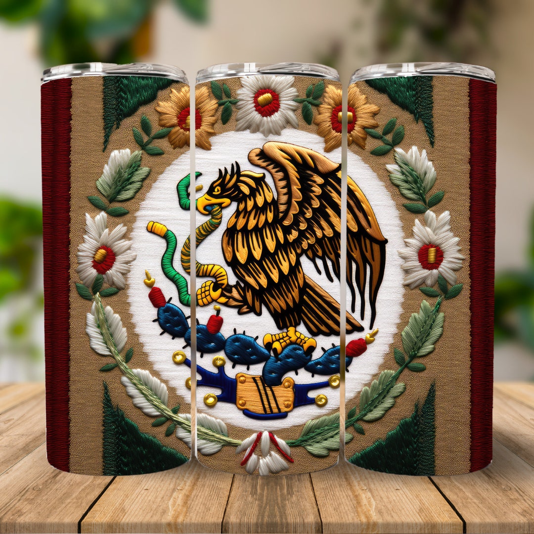 Mexico Embroidered Tumbler Wrap | Mexican Flag Tumbler Wrap | 20oz ...