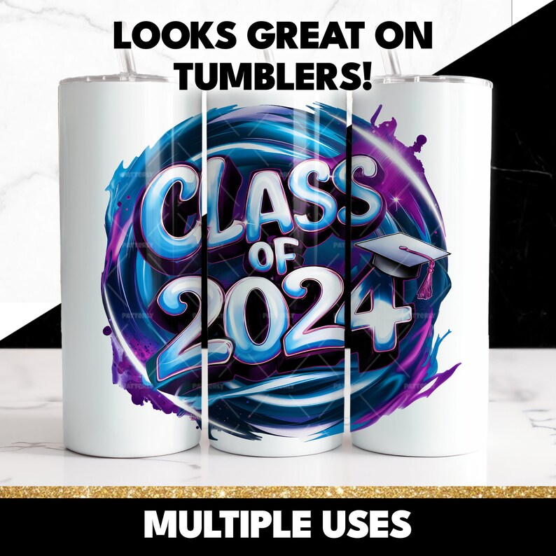 Blue Purple Senior PNG, Class of 2024 Sublimation Design, Senior ...