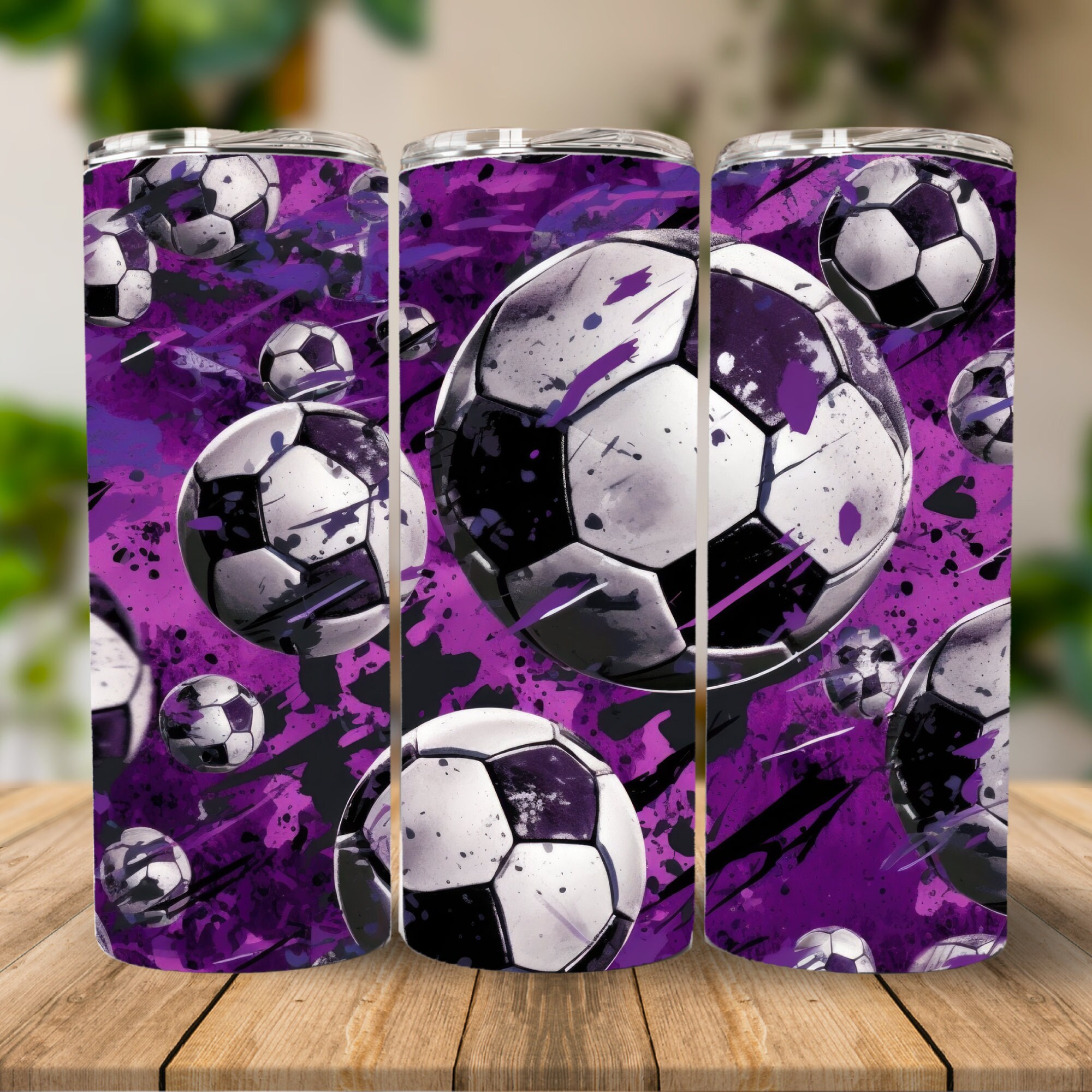 Purple Soccer Wrap 20 Oz Skinny Tumbler Sublimation Design, Instant ...