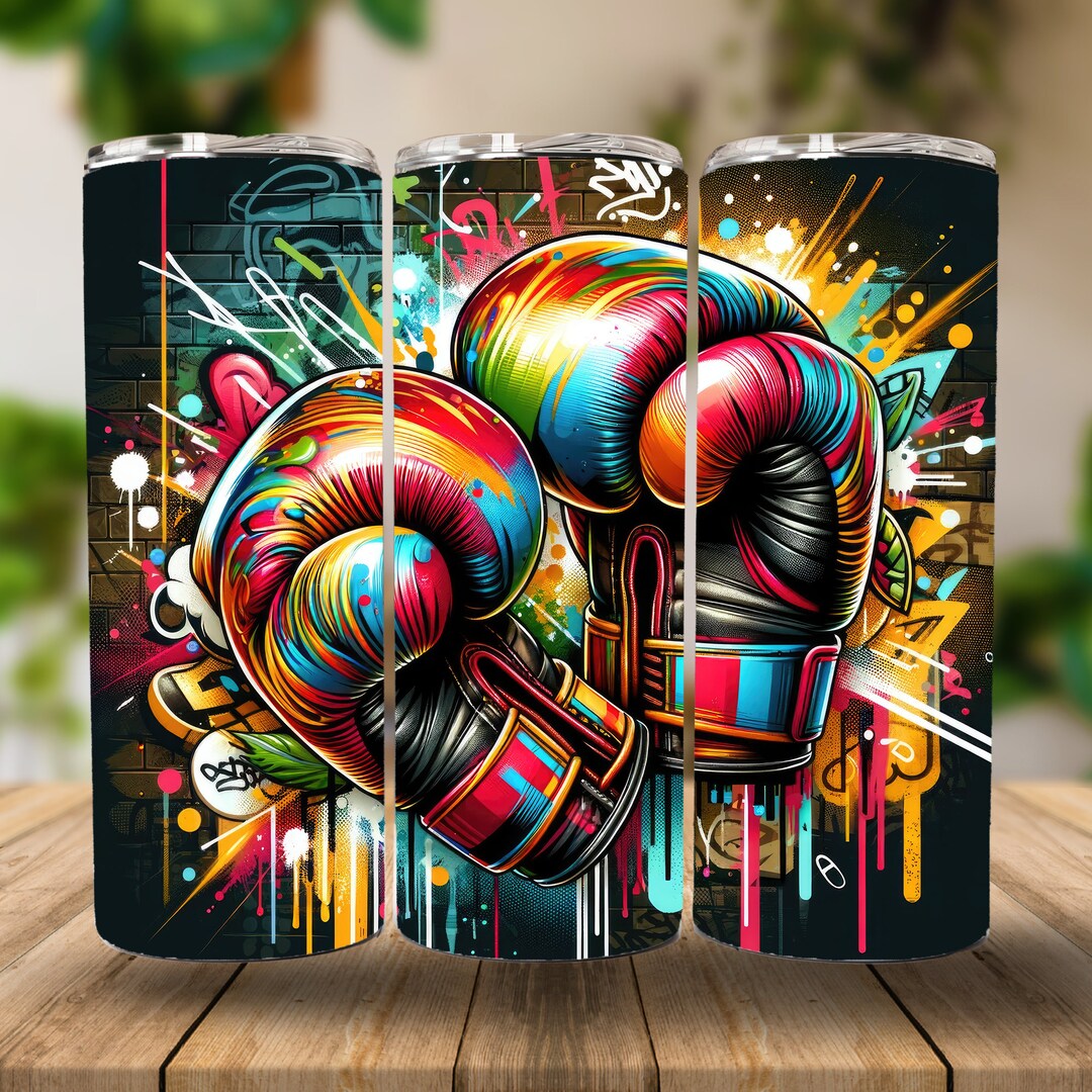 Black Colorful Boxing 20 Oz Straight Tumbler Sublimation Design Digital ...